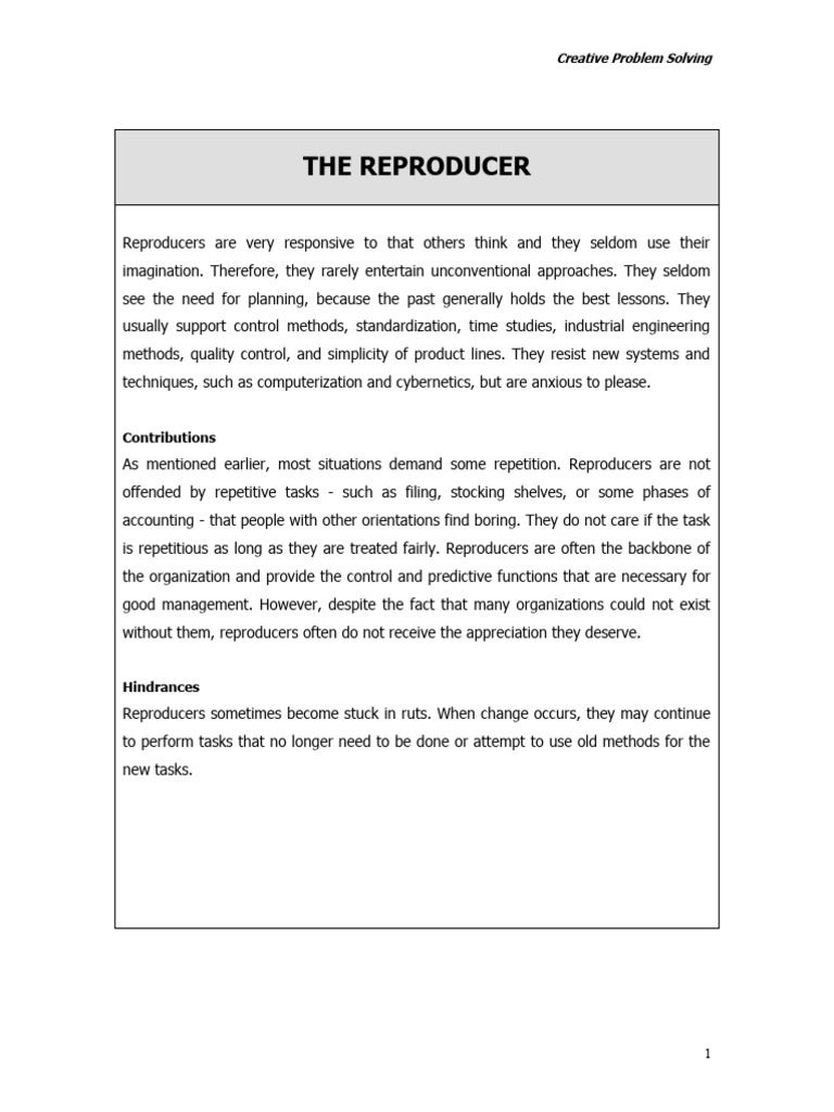 Types of Creative Problem Solvers | PDF | Innovation | Creativity