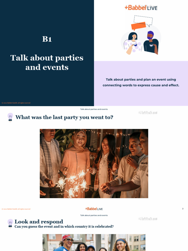 ENG - B1 - 29 Talk About Parties and Events | PDF | Grammar | Syntax
