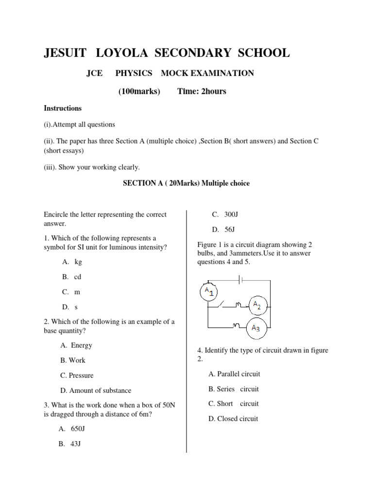 2022 Phy Loyola JCE | PDF | Force | Magnetic Field