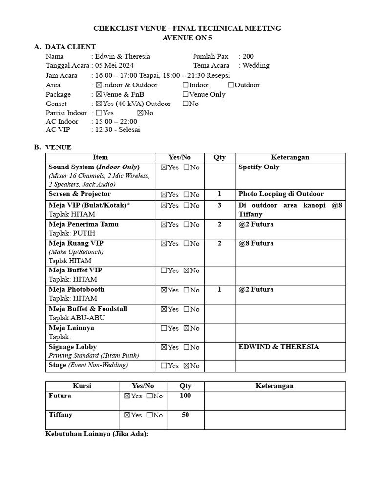 Checklist TM 05 Mei 2024 Edwind & Theresia Rev3 | PDF | Convenience ...