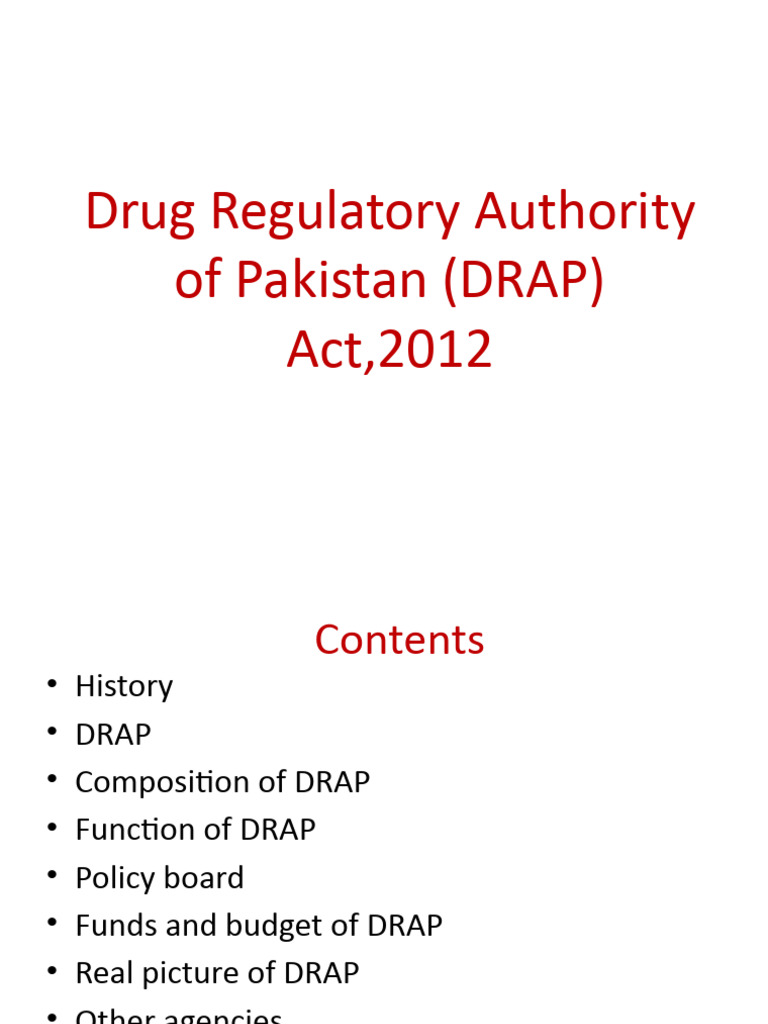 Drug Regulatory Authority of Pakistan (DRAP) (Autosaved) | PDF | Health ...
