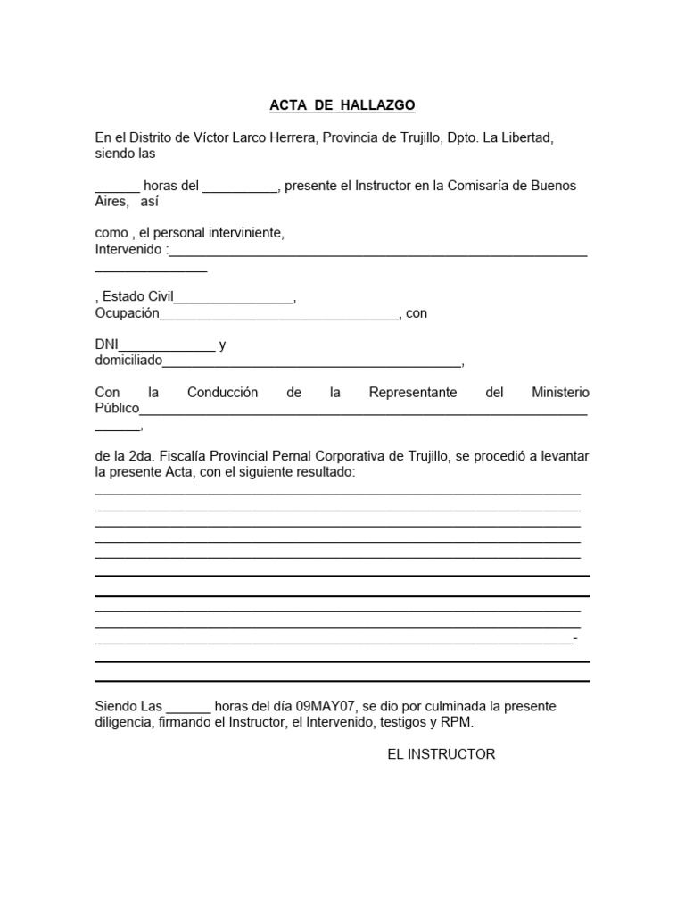 ACTA DE HALLAZGO | PDF