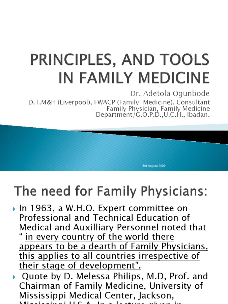 Principles, and Tools in Family Medicine | PDF | Family Medicine ...