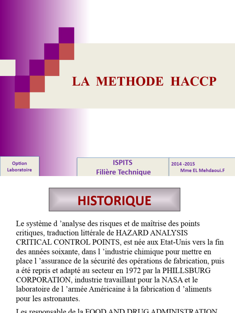 La Methode Haccp: Ispits Filière Technique | PDF | Analyse des dangers ...