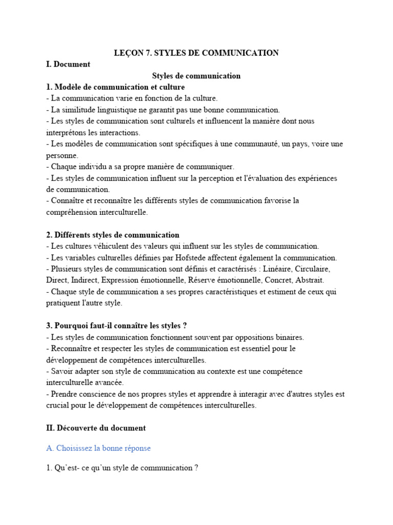 Les 4 styles de communication expliqués | PDF | la communication | Émotions