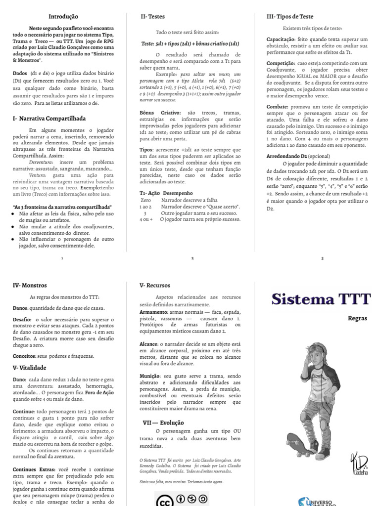 Sistema TTT Parte 2 (Personagens & Cenário) | Download grátis PDF | Narrativa | Jogos de RPG