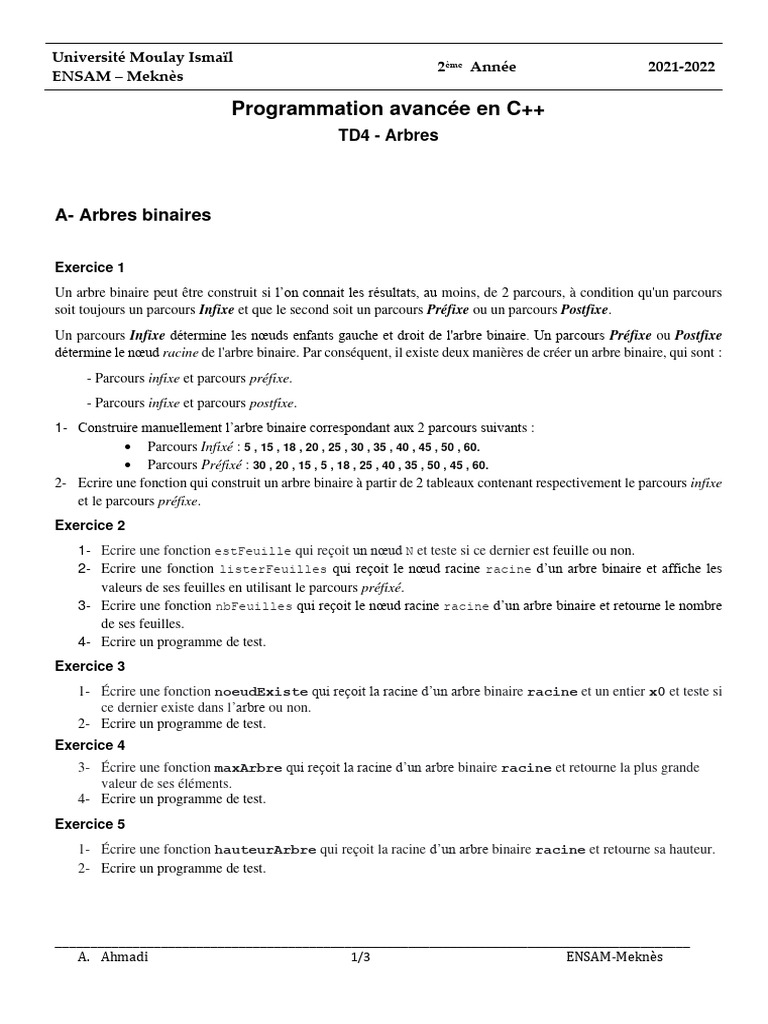TD4 - Arbres | PDF | Algorithmes et structures de données