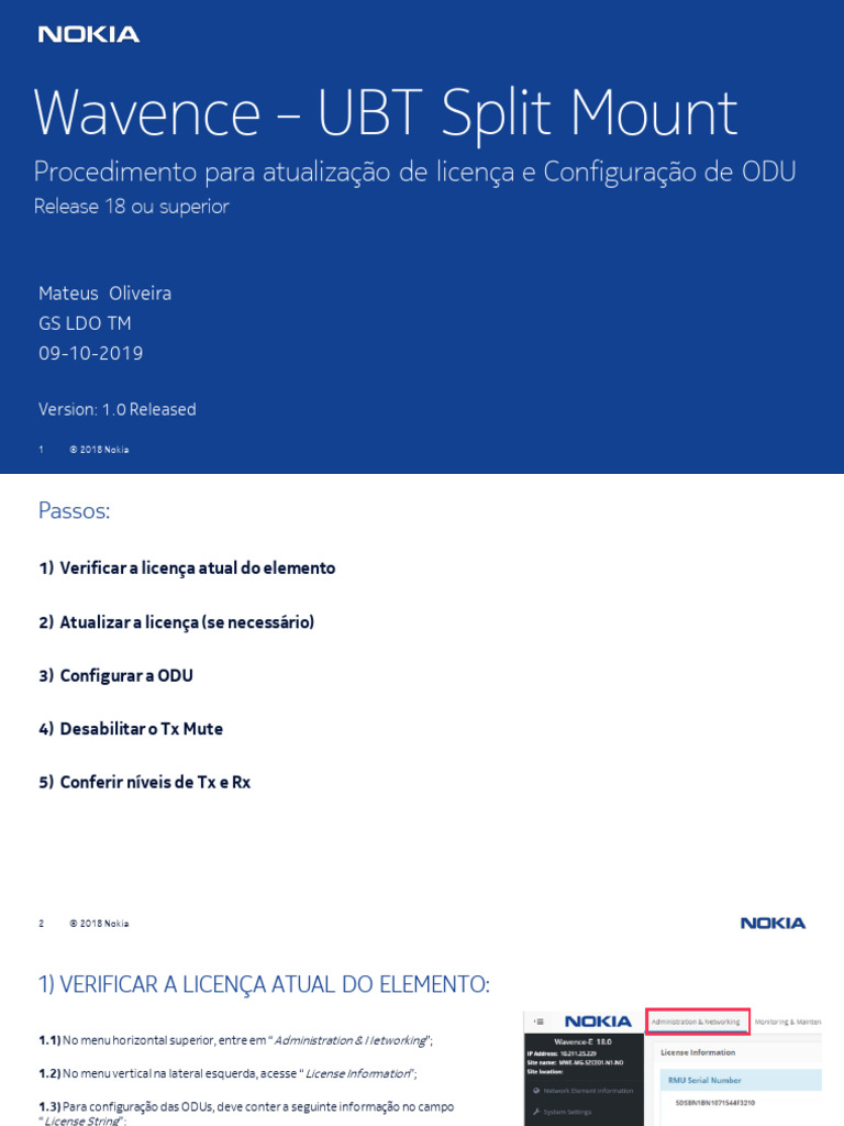 Atualização de Licença e Configuração de ODU - V1.0 | PDF ...