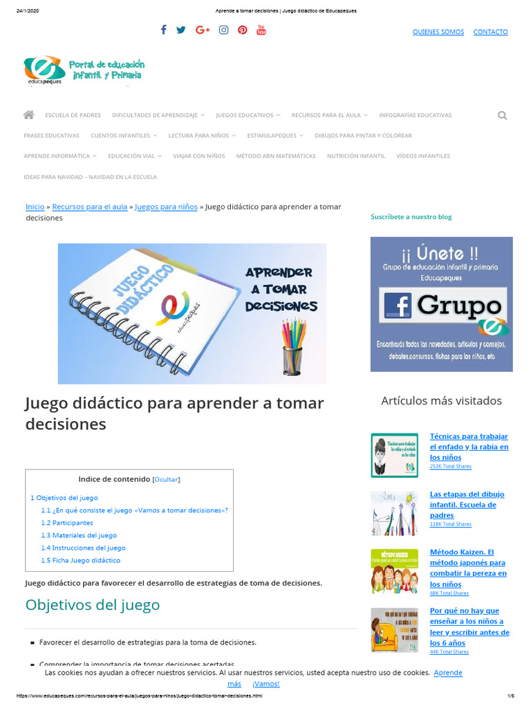 Aprende a tomar decisiones _ Juego didáctico de Educapeques | PDF | Aprendizaje | Toma de decisiones