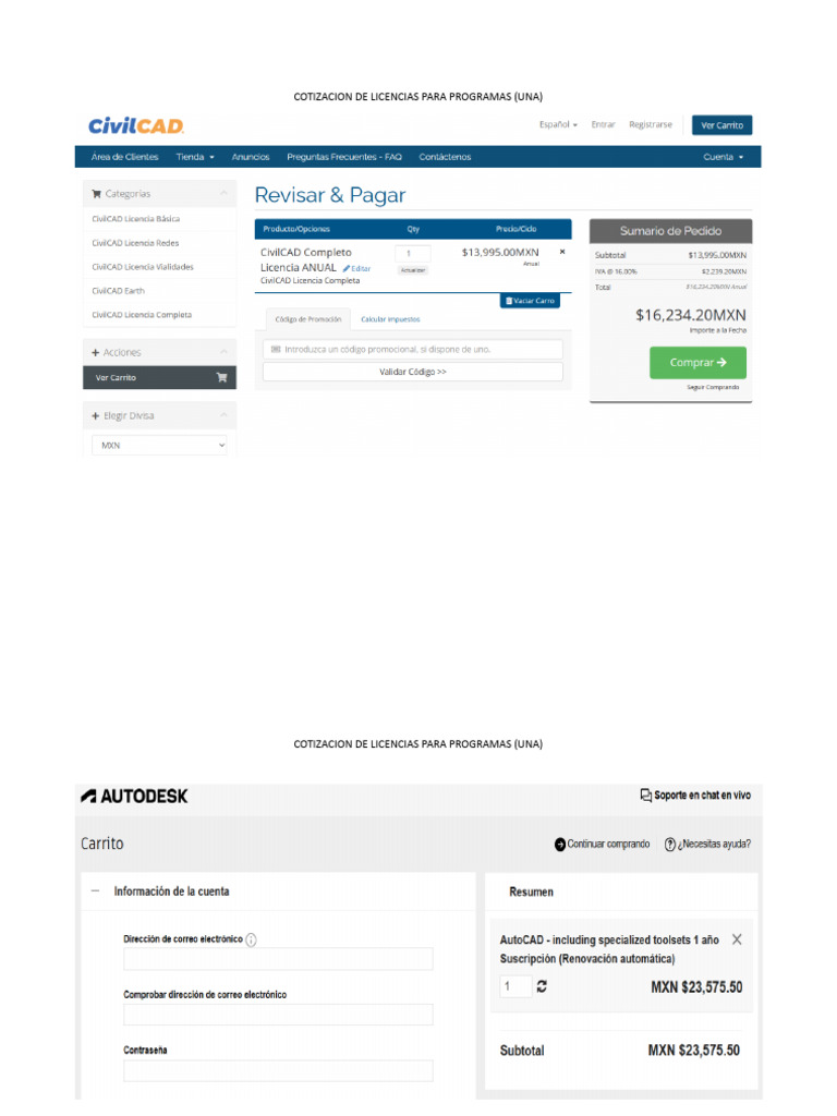 Cotizacion de Licencias para Programas 1 | PDF | Finanzas y administración del dinero | Computadoras