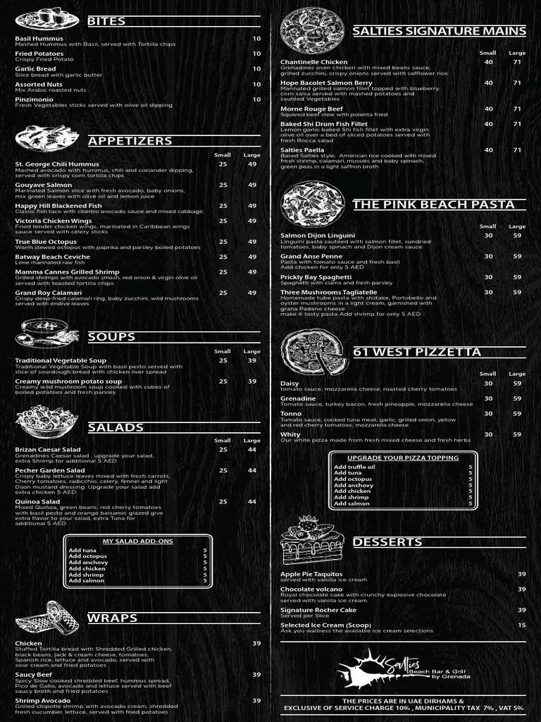 Expo Menu Salties Beachbar and Grill. | PDF | Salad | Foods