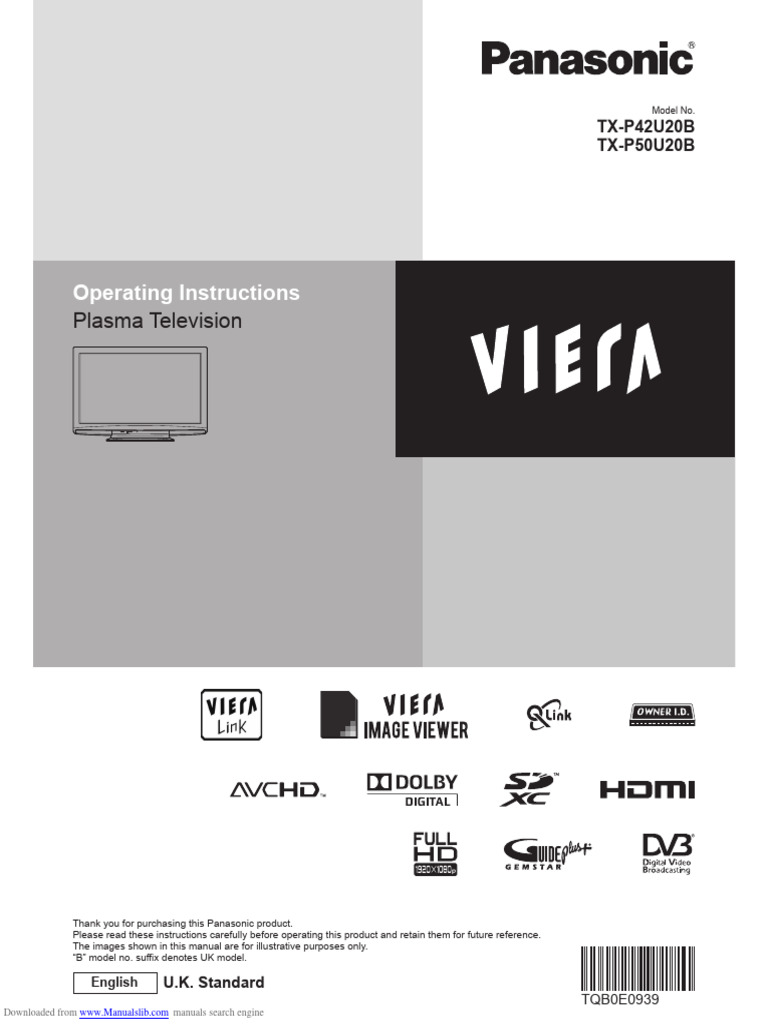 Panasonic Viera P50DU20b Manuual Txp42u20b | PDF | Ac Power Plugs And ...