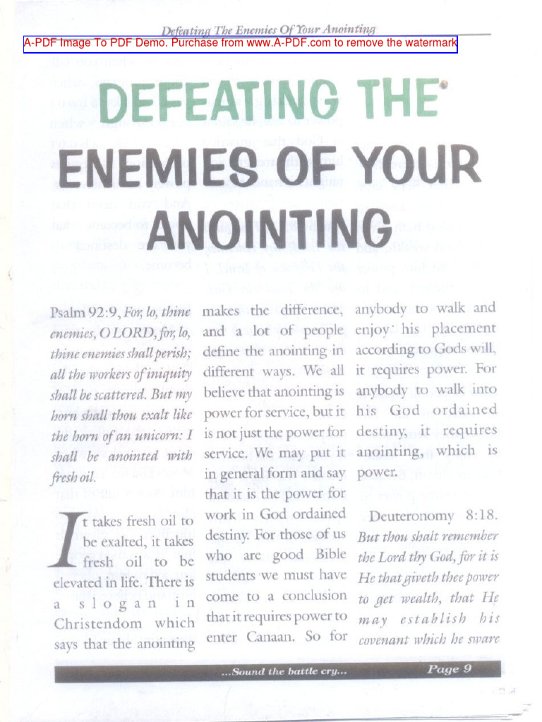 2. Defeating the Enemies of Your Anointing | PDF