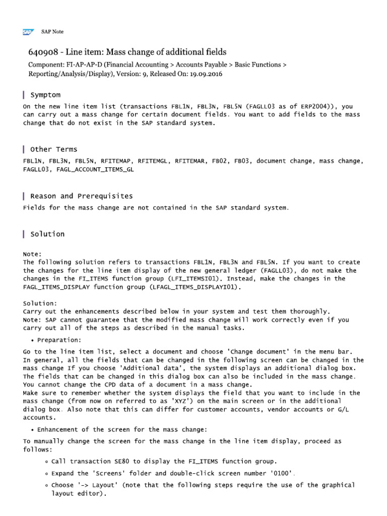 Line Item - Mass Change of Additional Fields | PDF