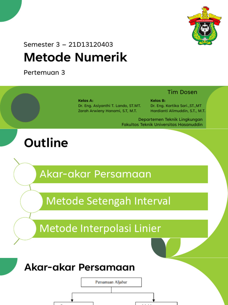 Metode Numerik untuk Mencari Akar Persamaan | PDF