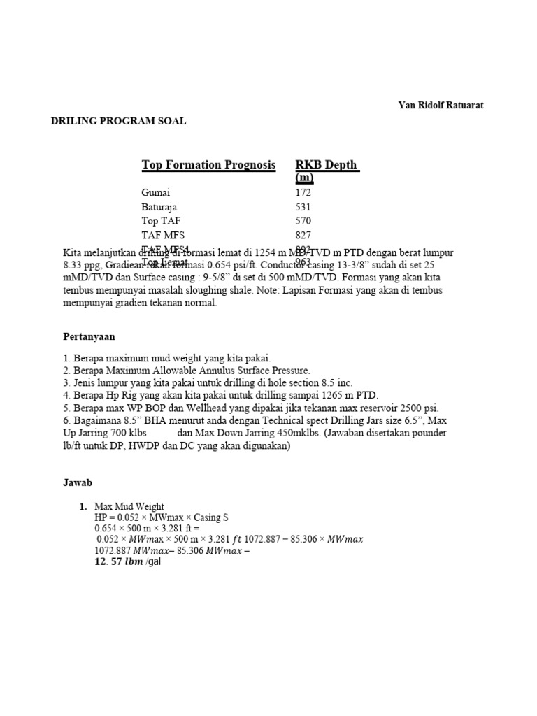Program Drilling dan Analisis Teknis | PDF