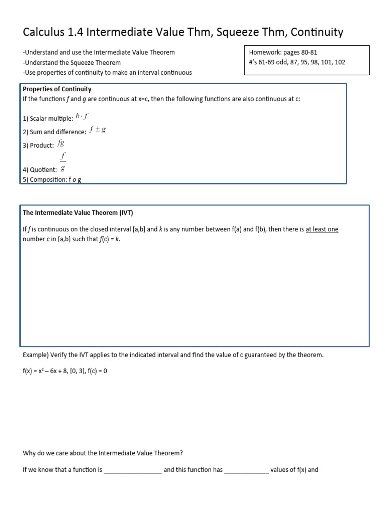 1.4 Ivt Squeeze THM and More Continuity | PDF