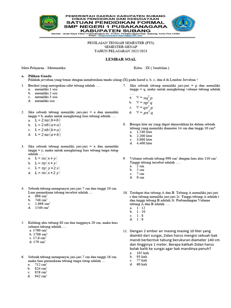 SOAL PTS SMT Genap 2022 - 2023 Di FC Siswa | PDF