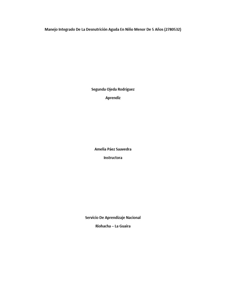 Desnutricion Aguda Pdf Desnutrición Cuidado De La Salud