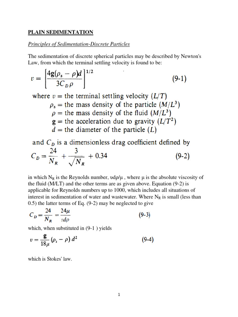 Sedimentation Principles and Analysis Guide | PDF | Mechanics | Applied ...