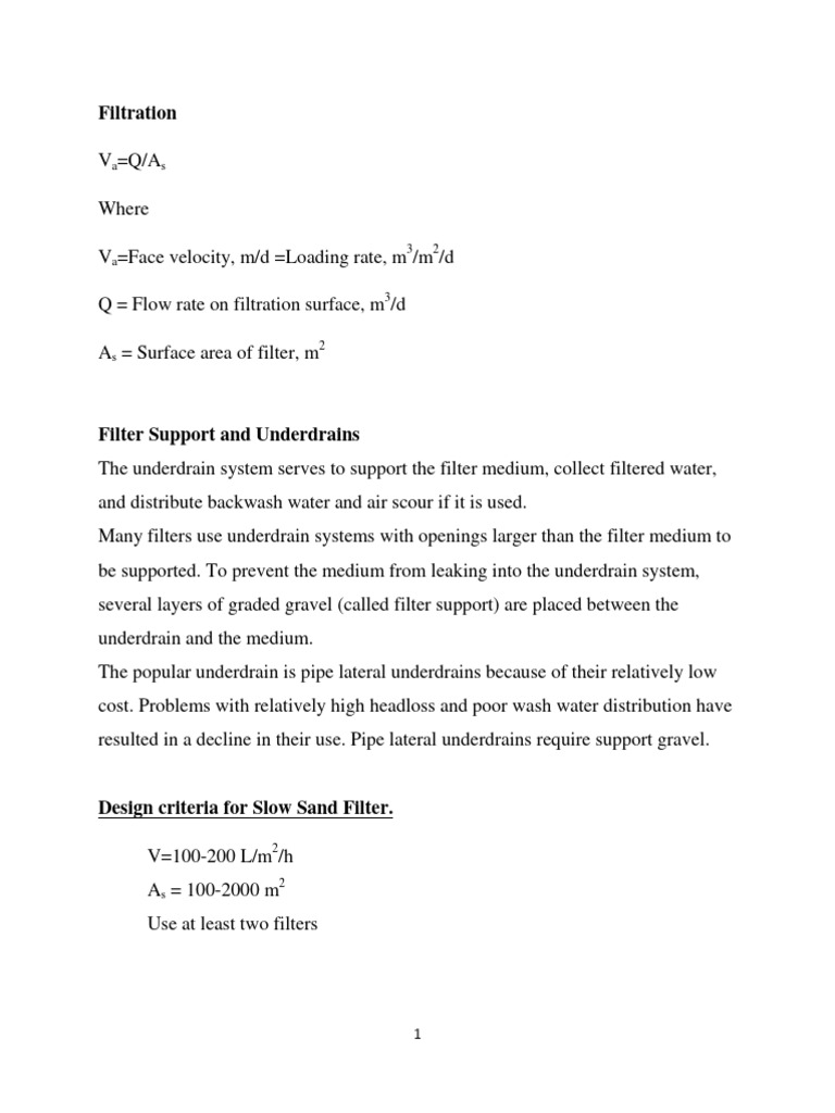 Lecture 12 Filtration - Design Criteria | PDF | Filtration | Chemical ...