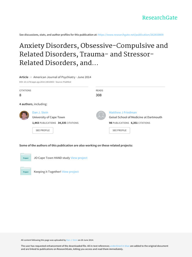 Anxiety Disorders, Obsessive Compulsive and Related Disorders Trauma ...