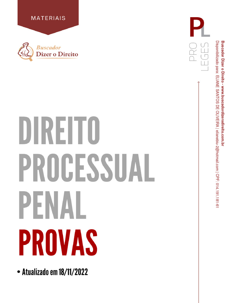 Provas No CPP | PDF | Prova (jurídico) | Confissão (jurídico)