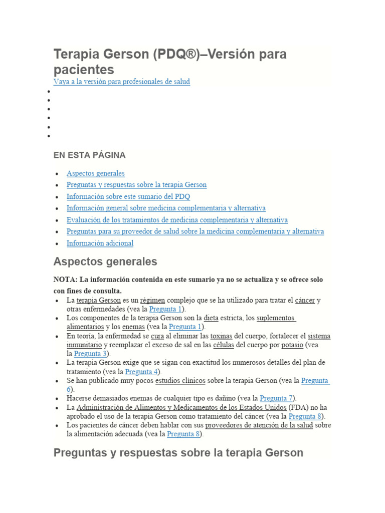 Terapia Gerson | PDF | Terapia | Medicina alternativa