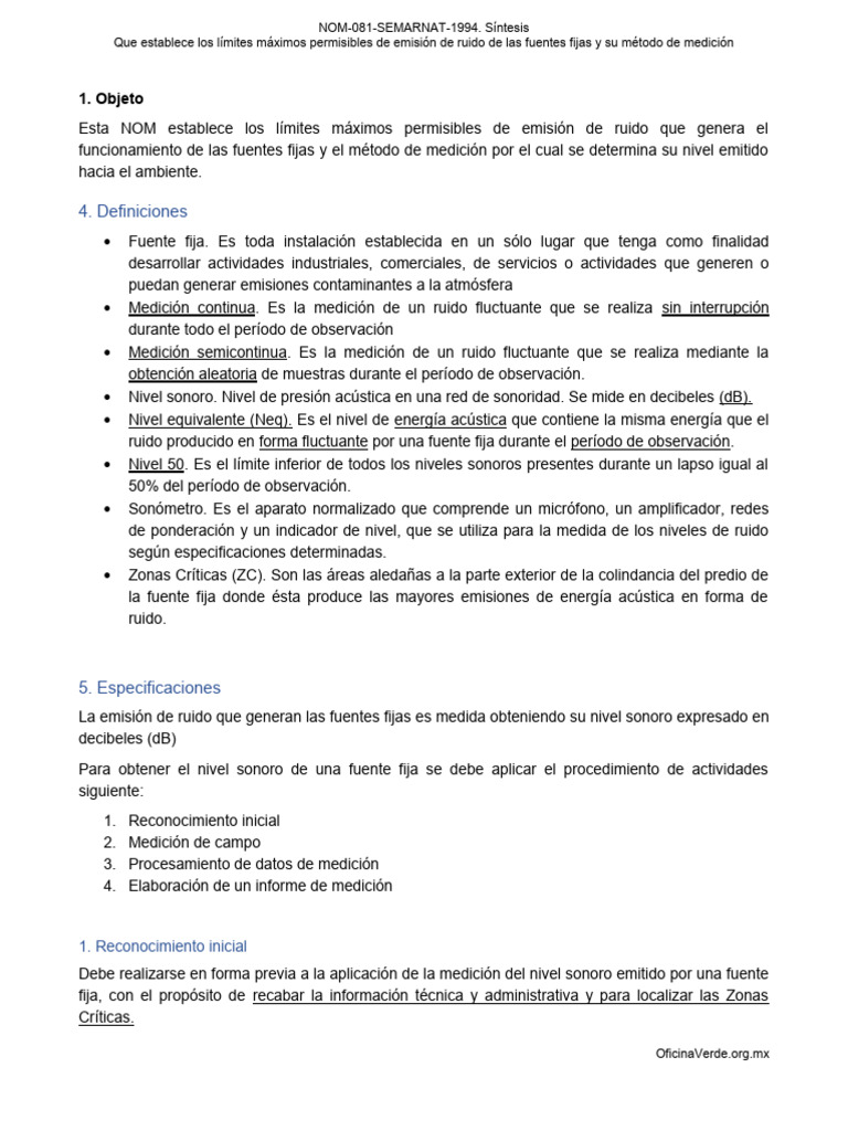 3 NOM-081-SEMARNAT-1994 Sintesis | PDF | ruido | Medición