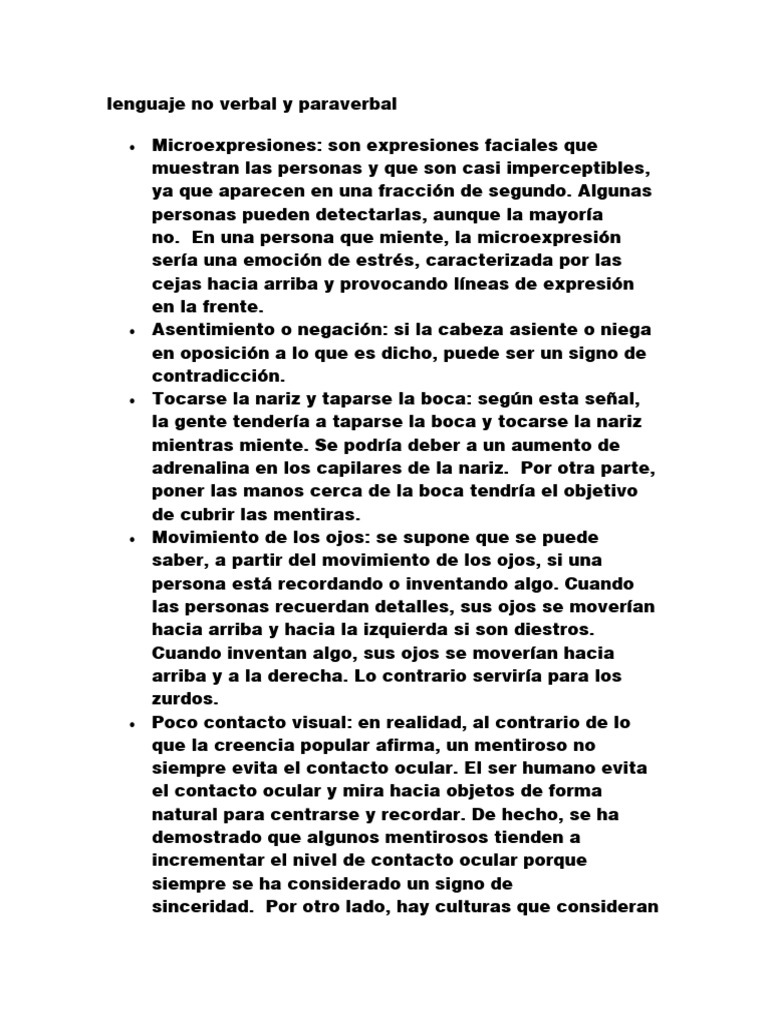 lenguaje no verbal y paraverbal | PDF | Comunicación no verbal ...