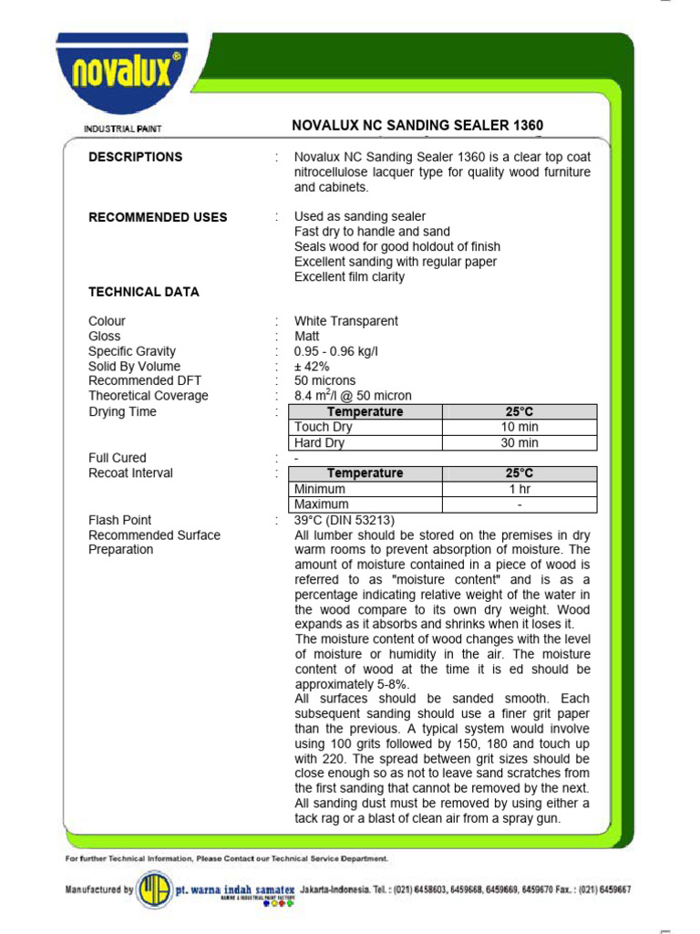 3.NC Sanding Sealer 1360 | PDF | Wood | Industrial Processes