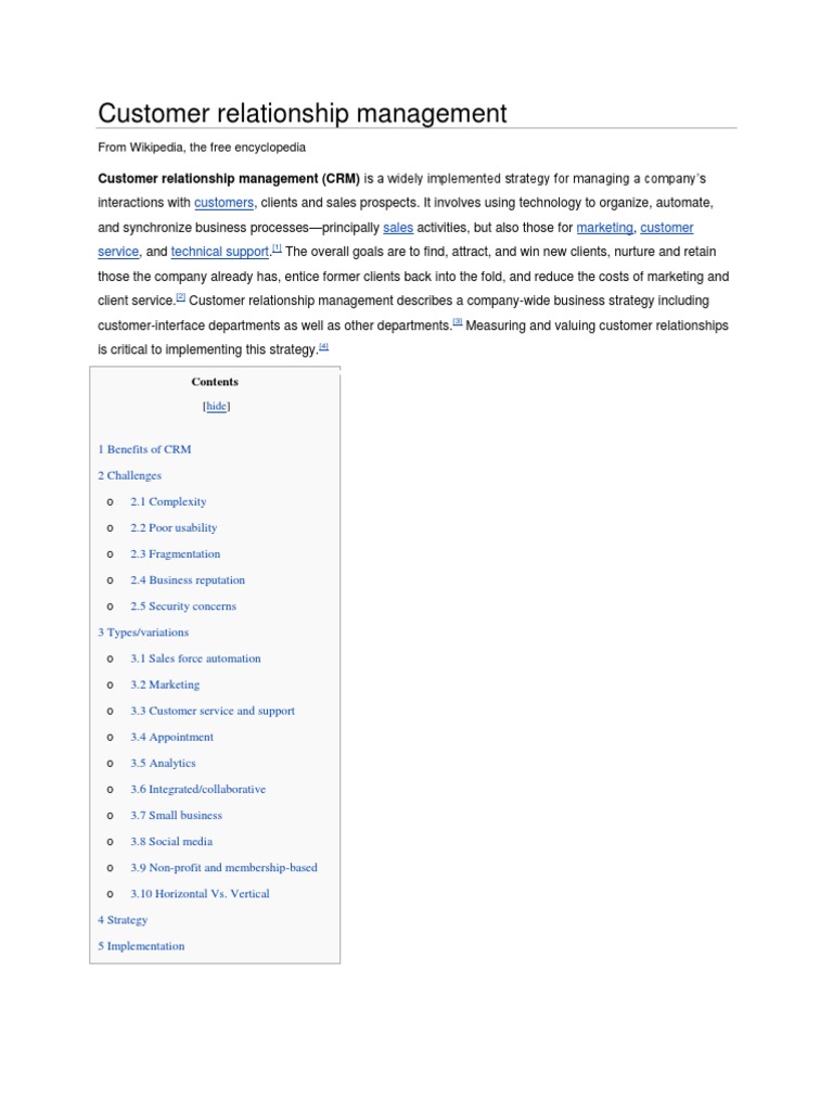 Customer Relationship Management | PDF | Customer Relationship ...