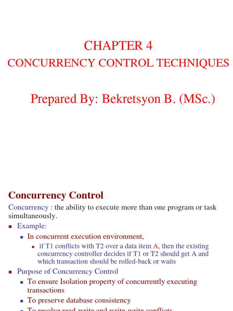 Ch 4 Concurrency Control Techniques Pdf Database Transaction