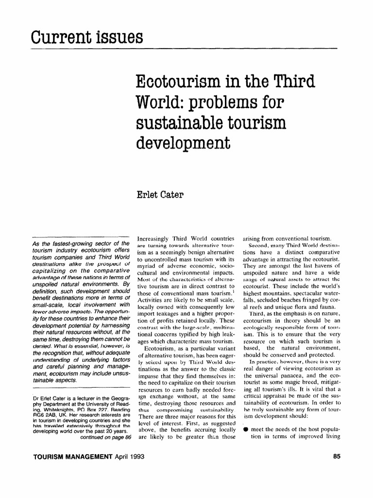 LU8 Ecotourism in The Third World Problems For Sustainable Development ...