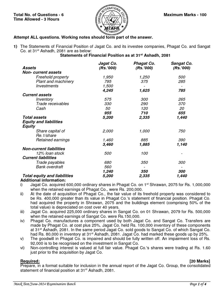 1 III TERMS AFR June 2024 Exam Batch 80 12 27 Saugat G 77 | PDF | Fair ...