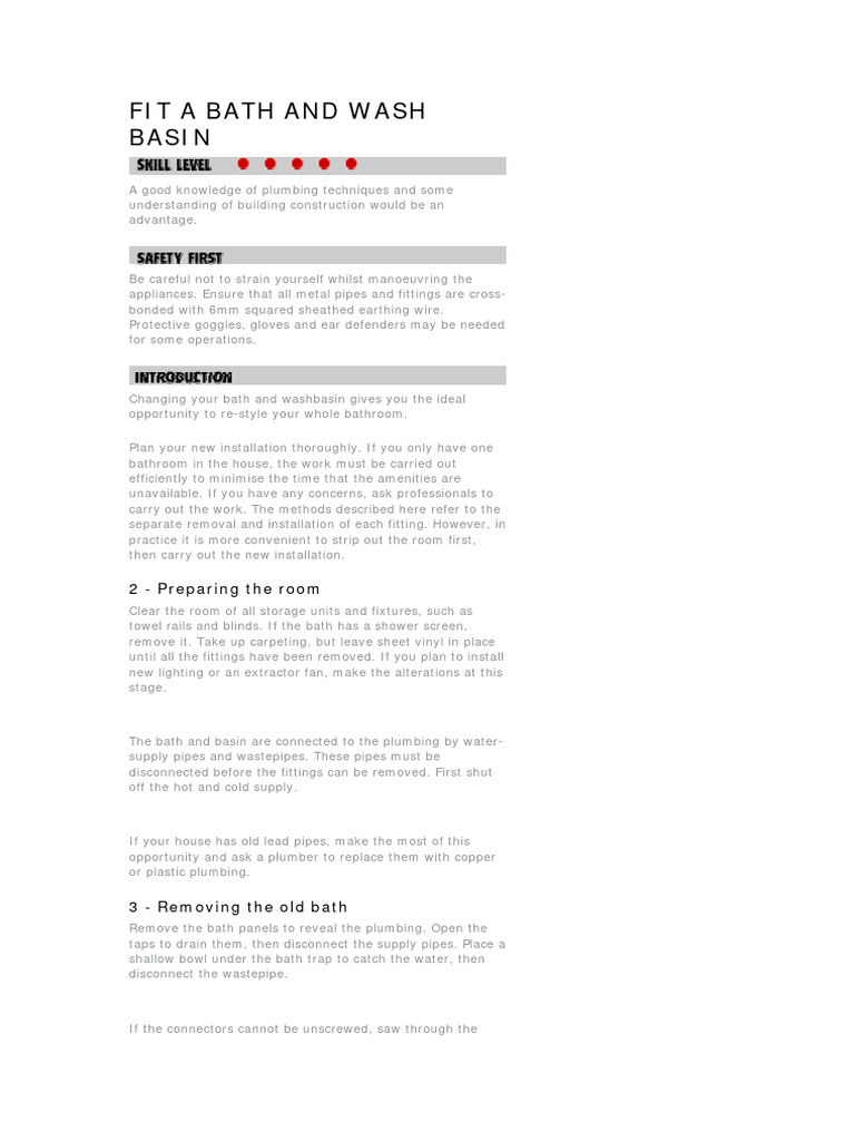 Fit A Bath and Wash Basin | PDF