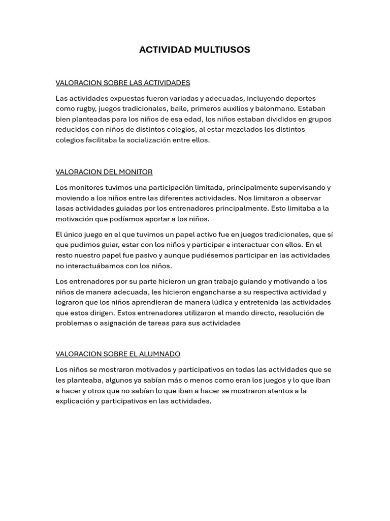 Actividad Multiusos | PDF