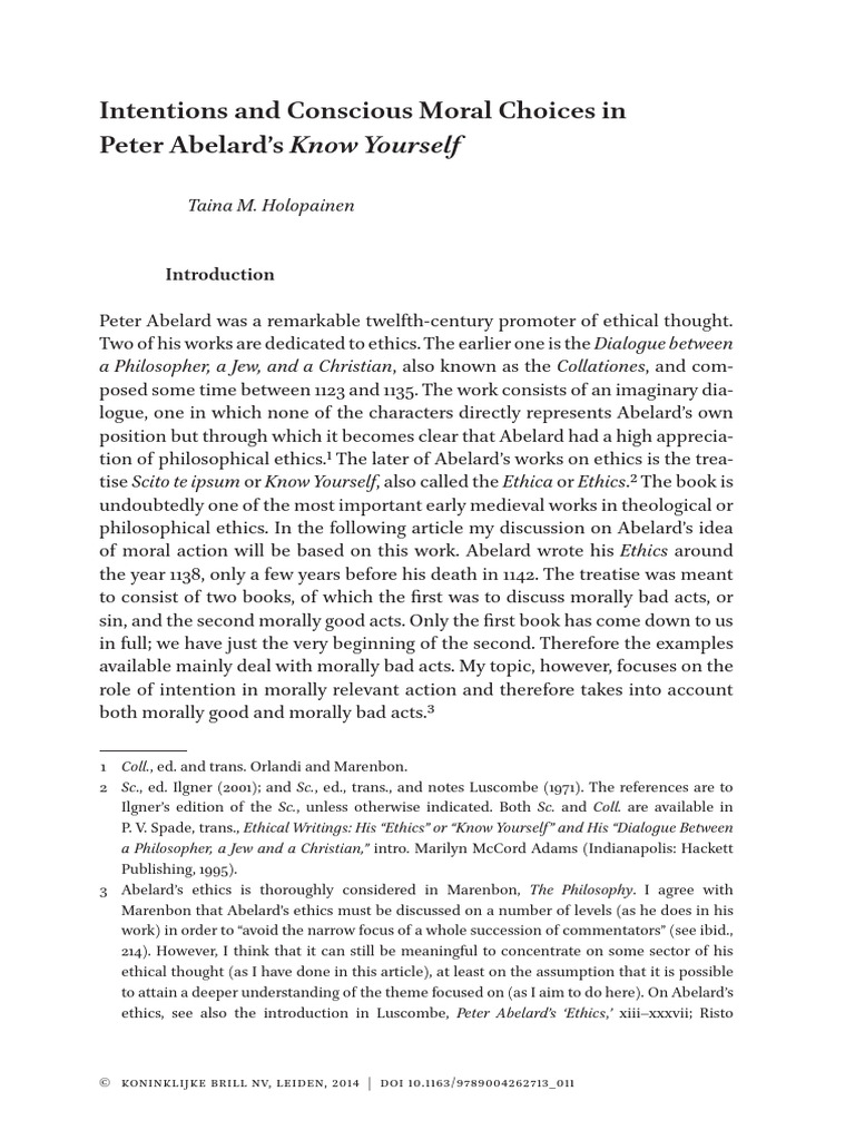 Abelard's Ethics: Intentions & Morality | PDF | Philosophy