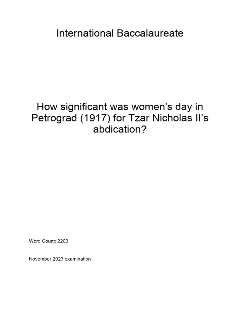 Internal assessment ib history | PDF | Nicholas Ii Of Russia | Russian ...