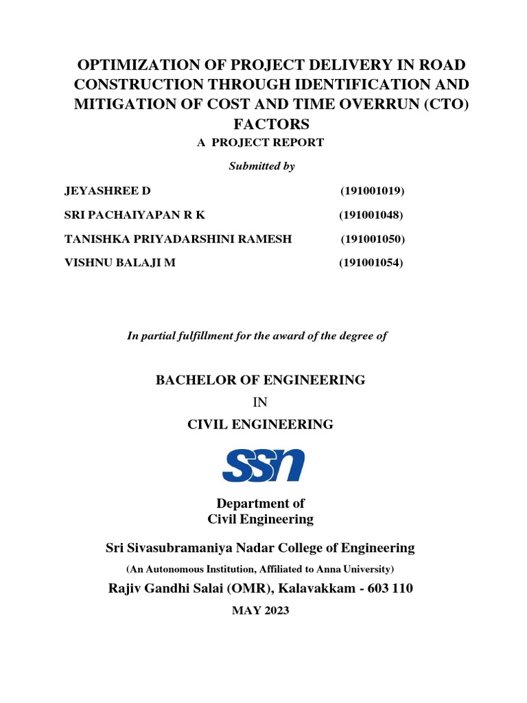 Road Project Cost & Time Optimization | PDF | Employment | Business