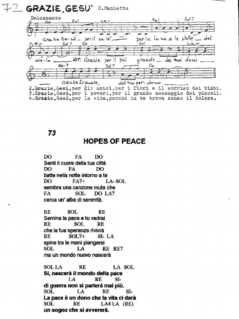 Grazie Gesù - 73. Hopes (Accordi) | PDF