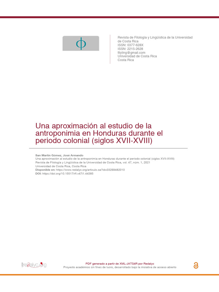 Estudio de la antroponimia en Honduras | PDF | Honduras | España