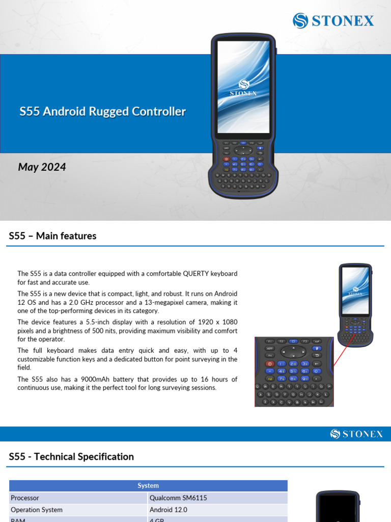 Stonex S55 - May - 2024 | PDF | Android (Operating System) | Tablet Computer
