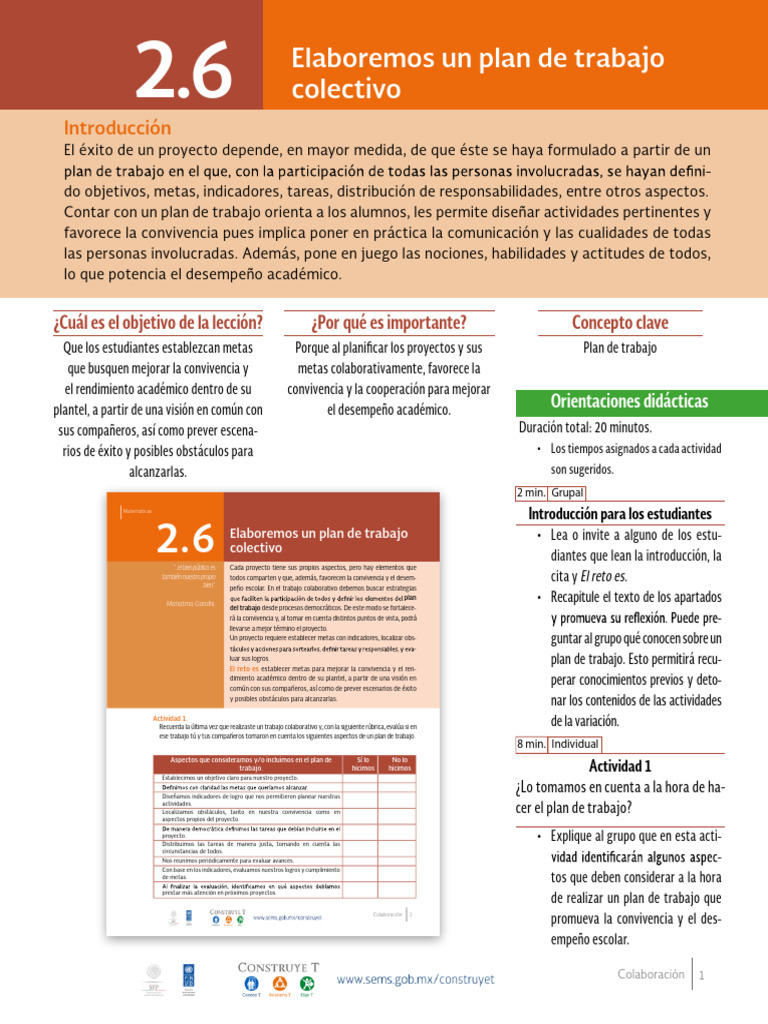 2.6 P Elaboremos Un Plan de Trabajo Colectivo M3 R3 | PDF