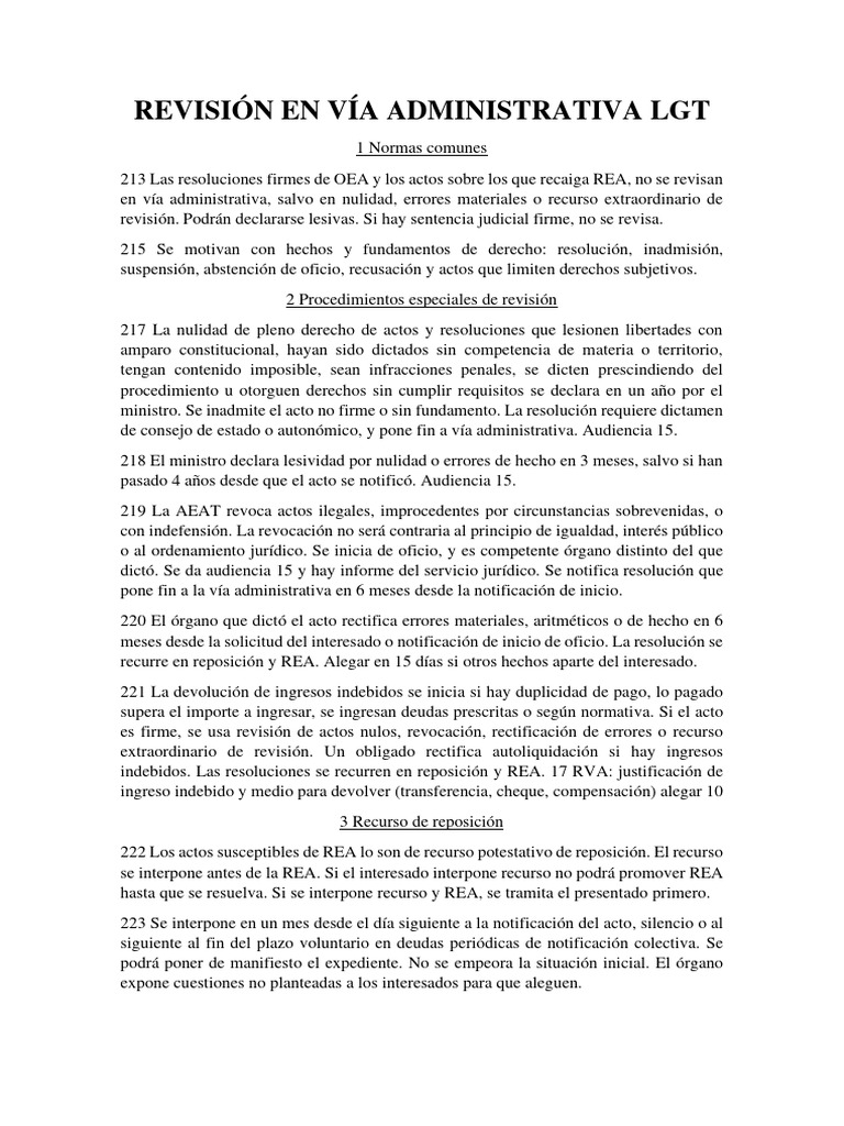 Revisión Administrativa LGT: Normas y Procedimientos | PDF | Nulo (ley ...