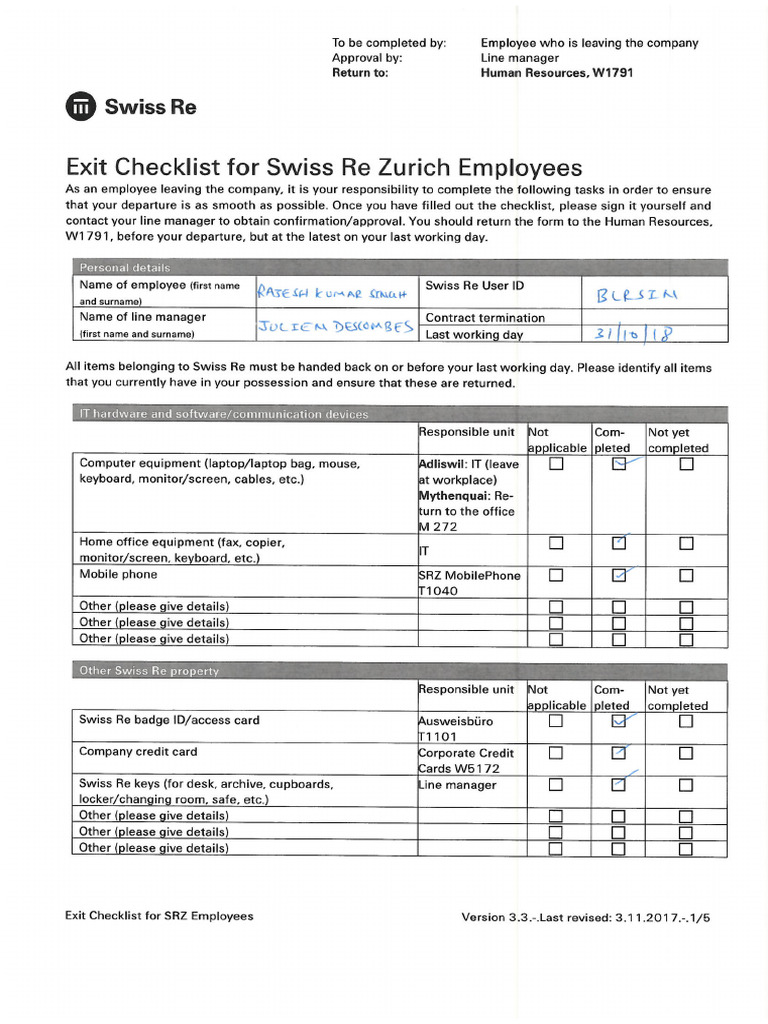 Exit Checklist RSINGHscan23012019 | PDF