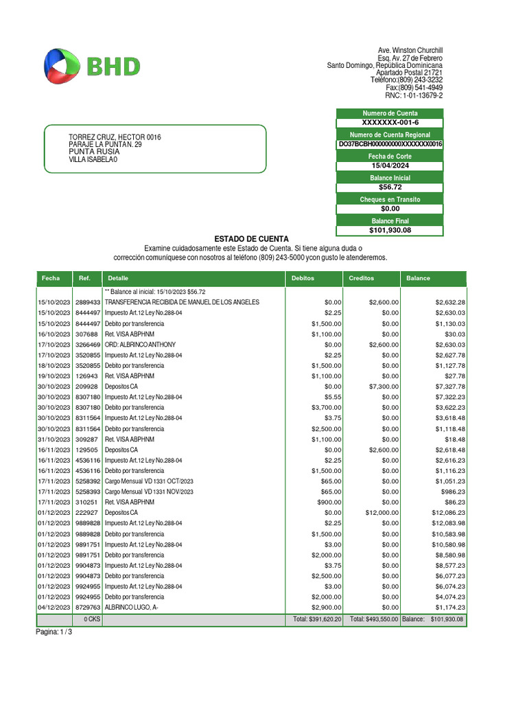 Movimientos de Cuenta-Hector Torrez Cruz | PDF | Pagos | Tecnología bancaria