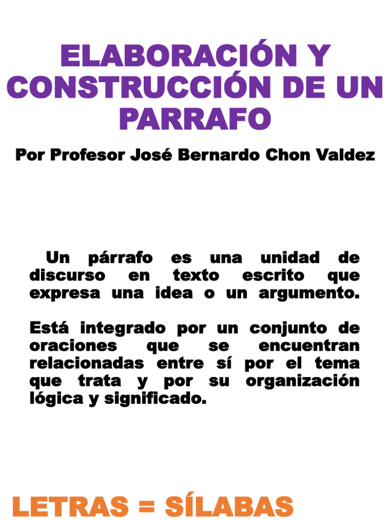 Elaboración y Construcción de Un Parrafo | PDF | Párrafo | Oración ...
