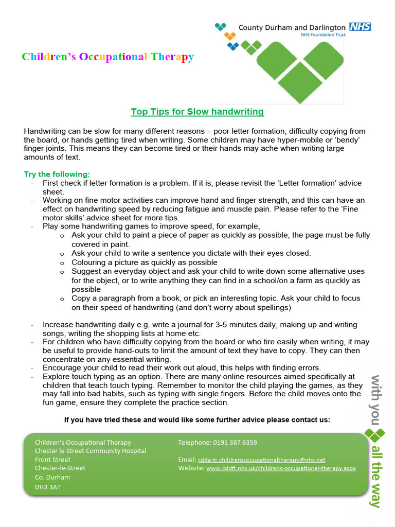 top tips for slow handwriting - new | PDF