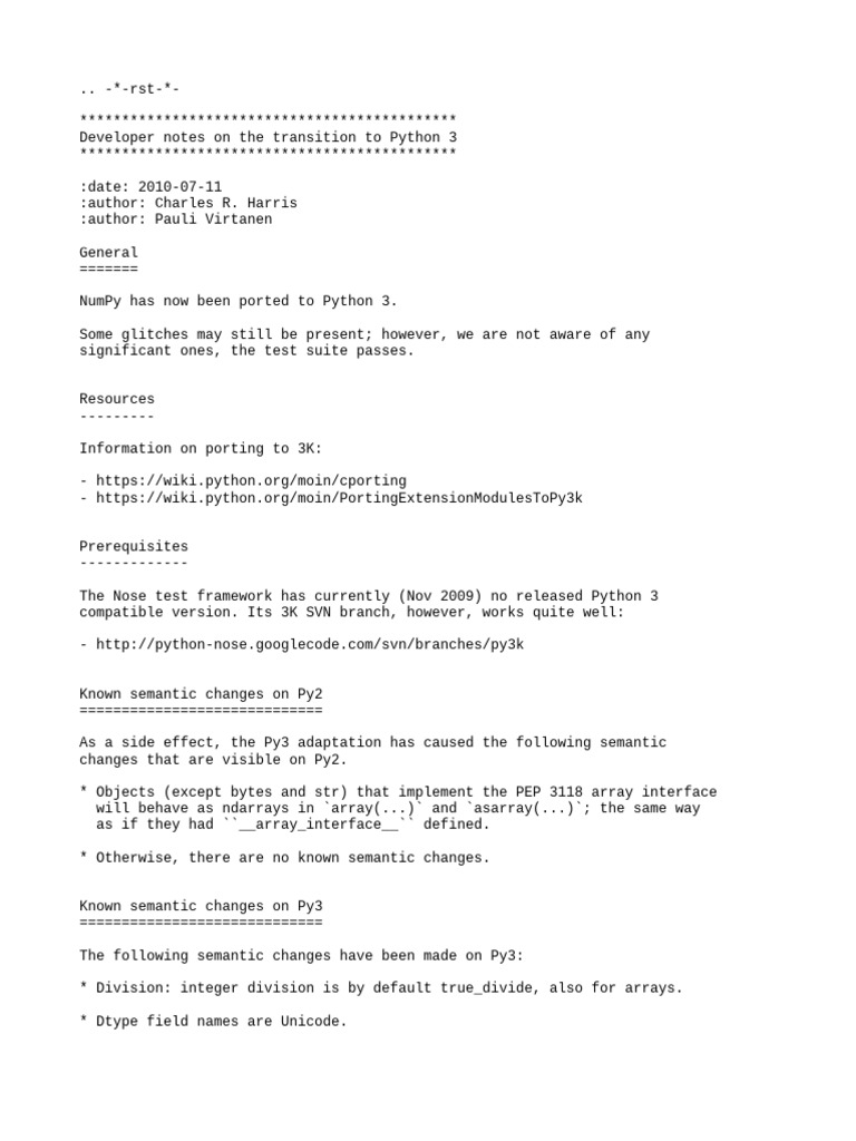 NumPy Transition to Python 3 Guide | PDF | String (Computer Science) | Method (Computer Programming)